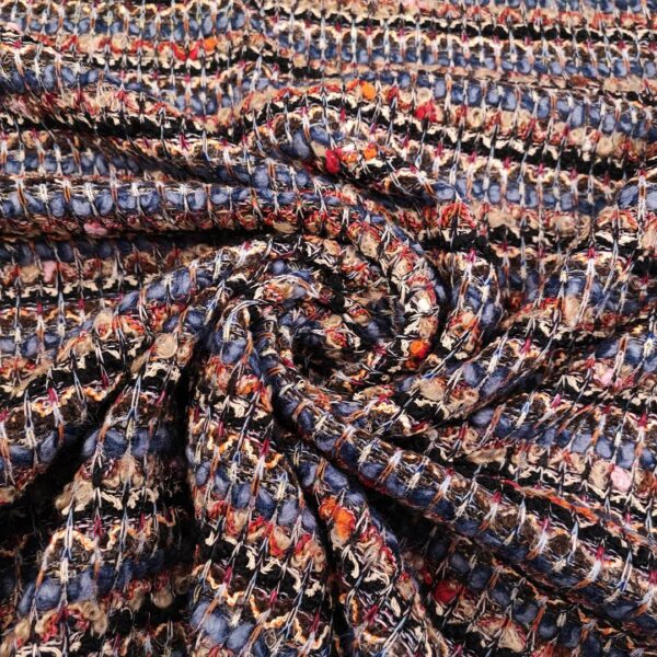 Tessuto Tweed Bouclé in maglia verde - blu - rosso - Iaia Tessuti Tessuto Tweed Bouclé in maglia verde - blu - rosso - Iaia Tessuti