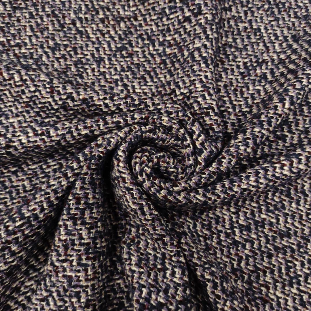 Tessuto Tweed Bouclé in lana lilla - viola - blu - bianco - Iaiatessuti