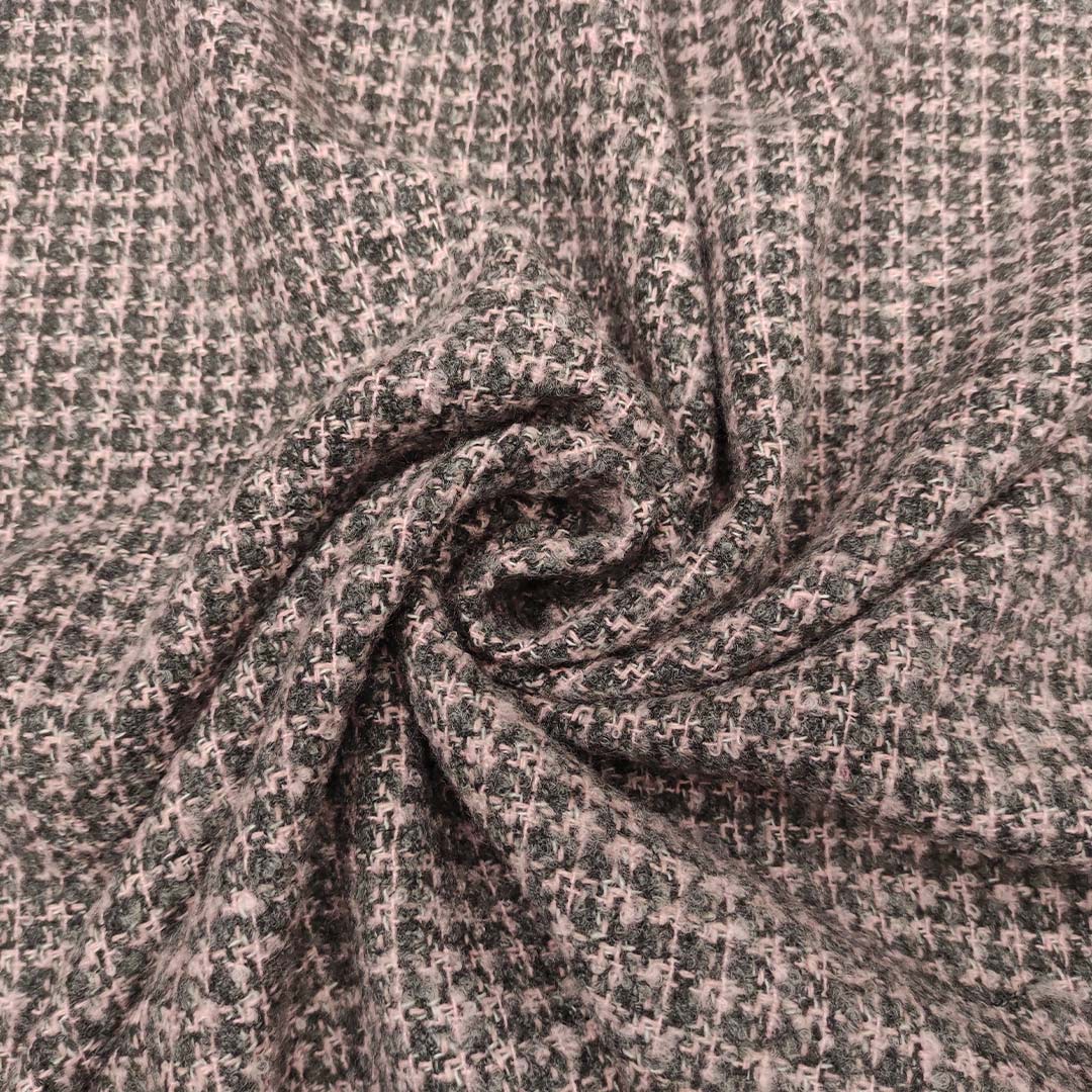 Tessuto Tweed bouclè rosa - grigio - Iaiatessuti