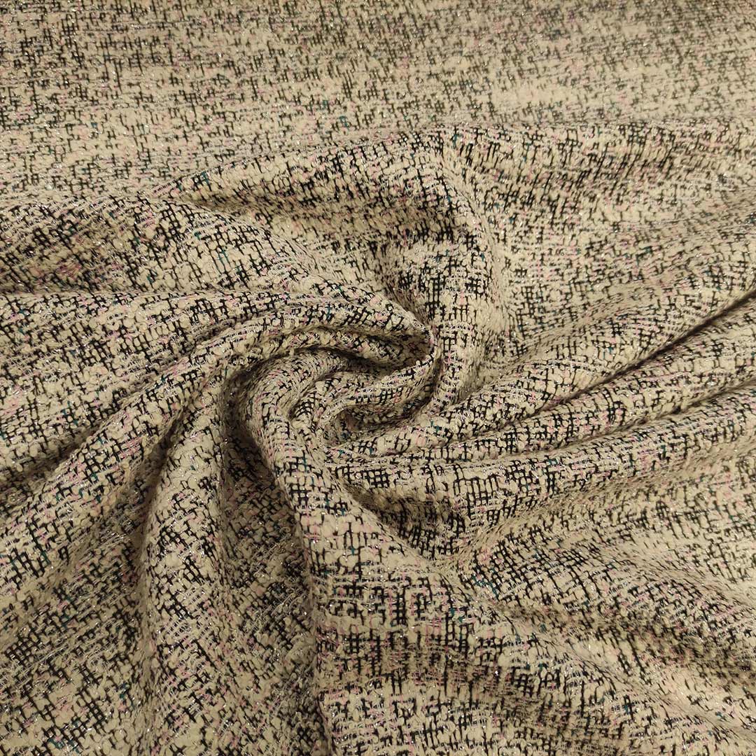 Tessuto Maglia Tweed Lurex bianco - rosa - Iaiatessuti