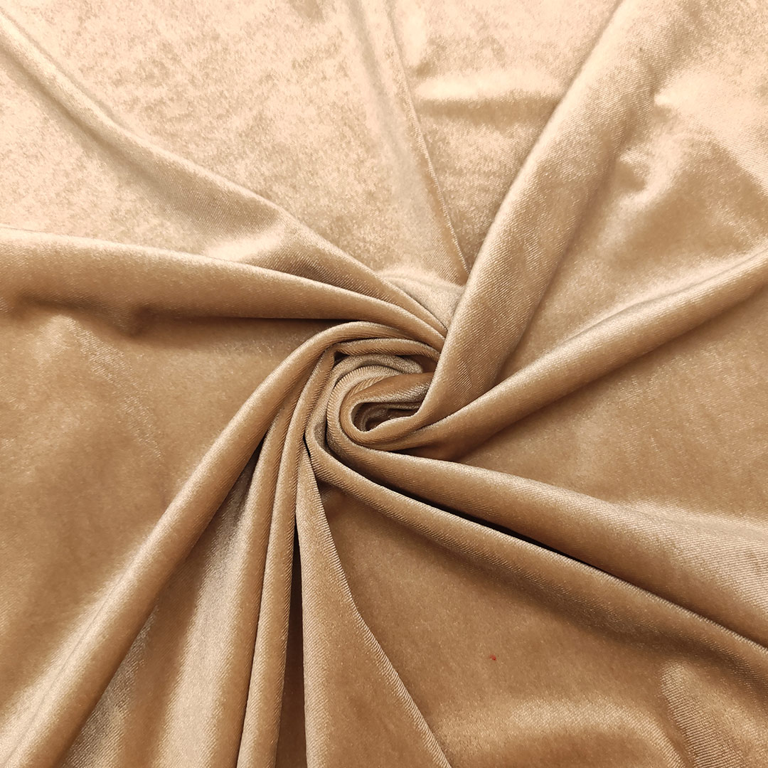 Tessuto velluto elasticizzato tinta unita beige - Iaiatessuti