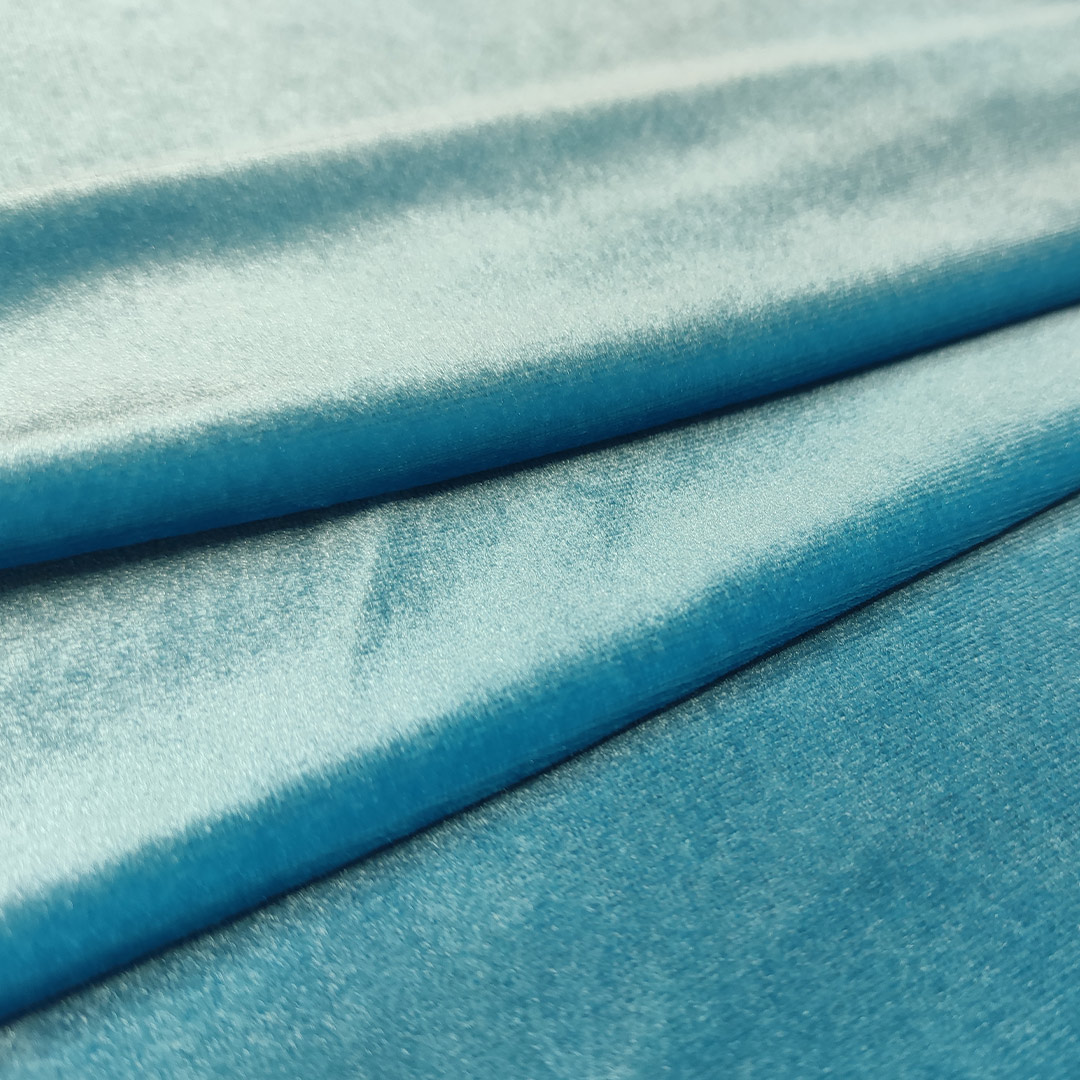 Tessuto velluto elasticizzato tinta unita celeste - Iaiatessuti