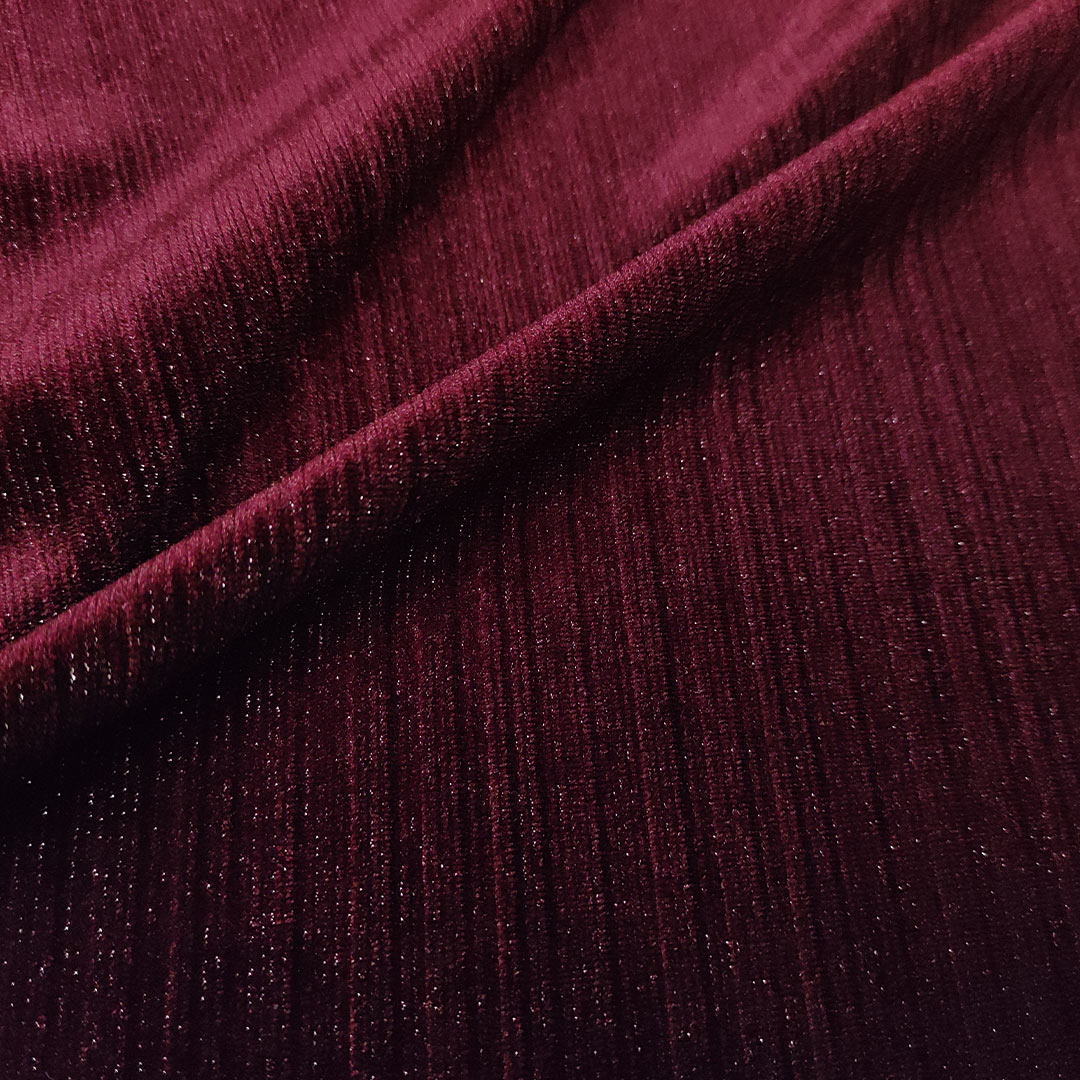 Tessuto velluto elasticizzato lurex bordeaux - Iaiatessuti