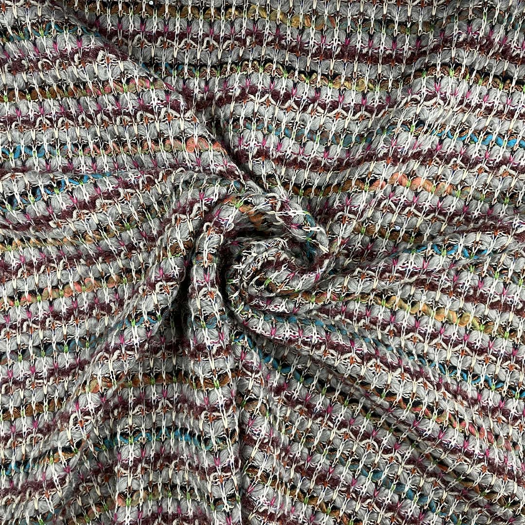 Tessuto Tweed Bouclé in maglia fucsia - turchese - verde - Iaiatessuti
