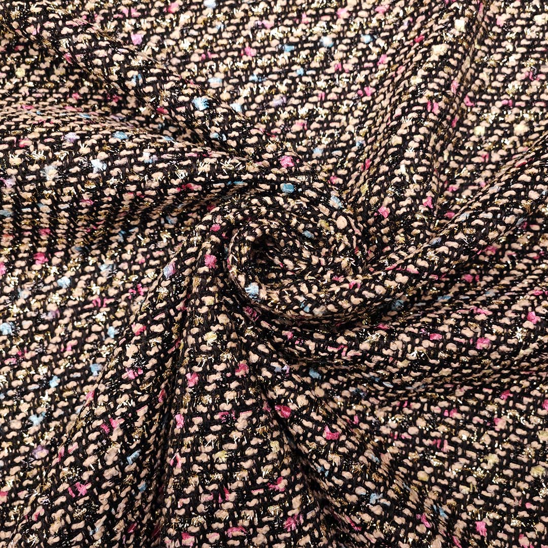 Tessuto Tweed Bouclé lurex oro - nero - beige - celeste - rosa ...