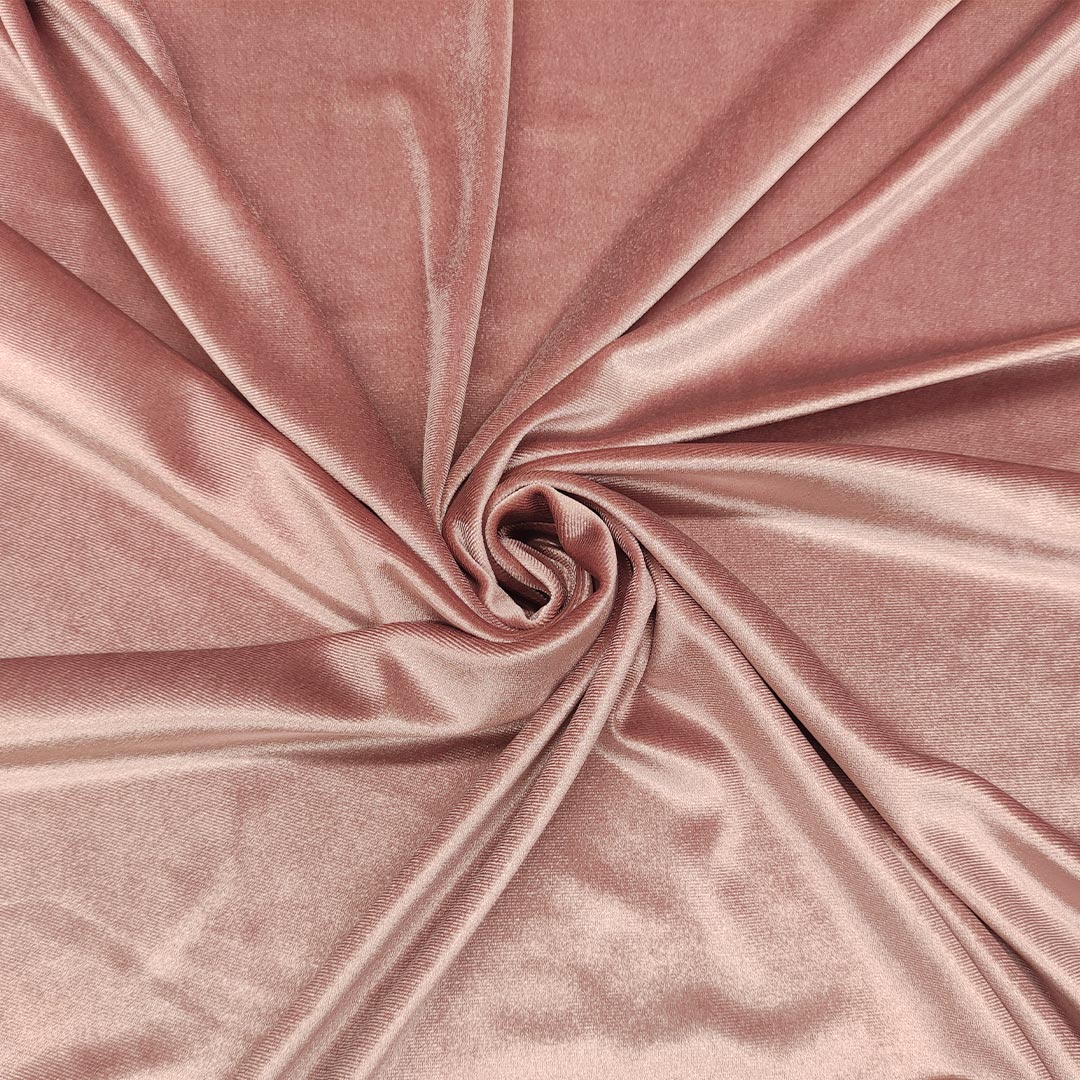 Tessuto velluto elasticizzato tinta unita rosa antico - Iaiatessuti